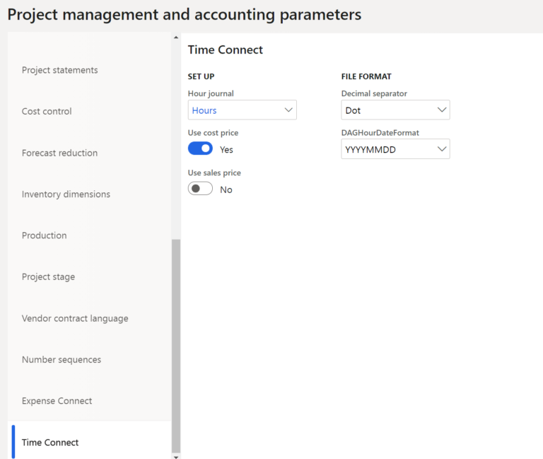 Time Connect Parameters – Digital Architect Group